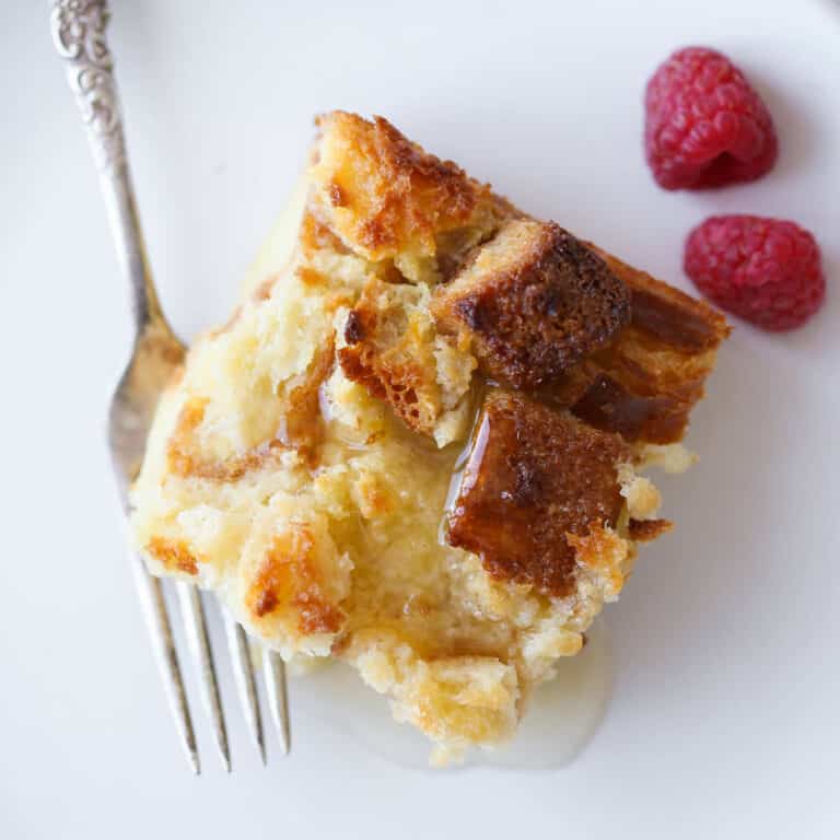 Lemon Raspberry Bread Pudding {Lemon Brandy Sauce}