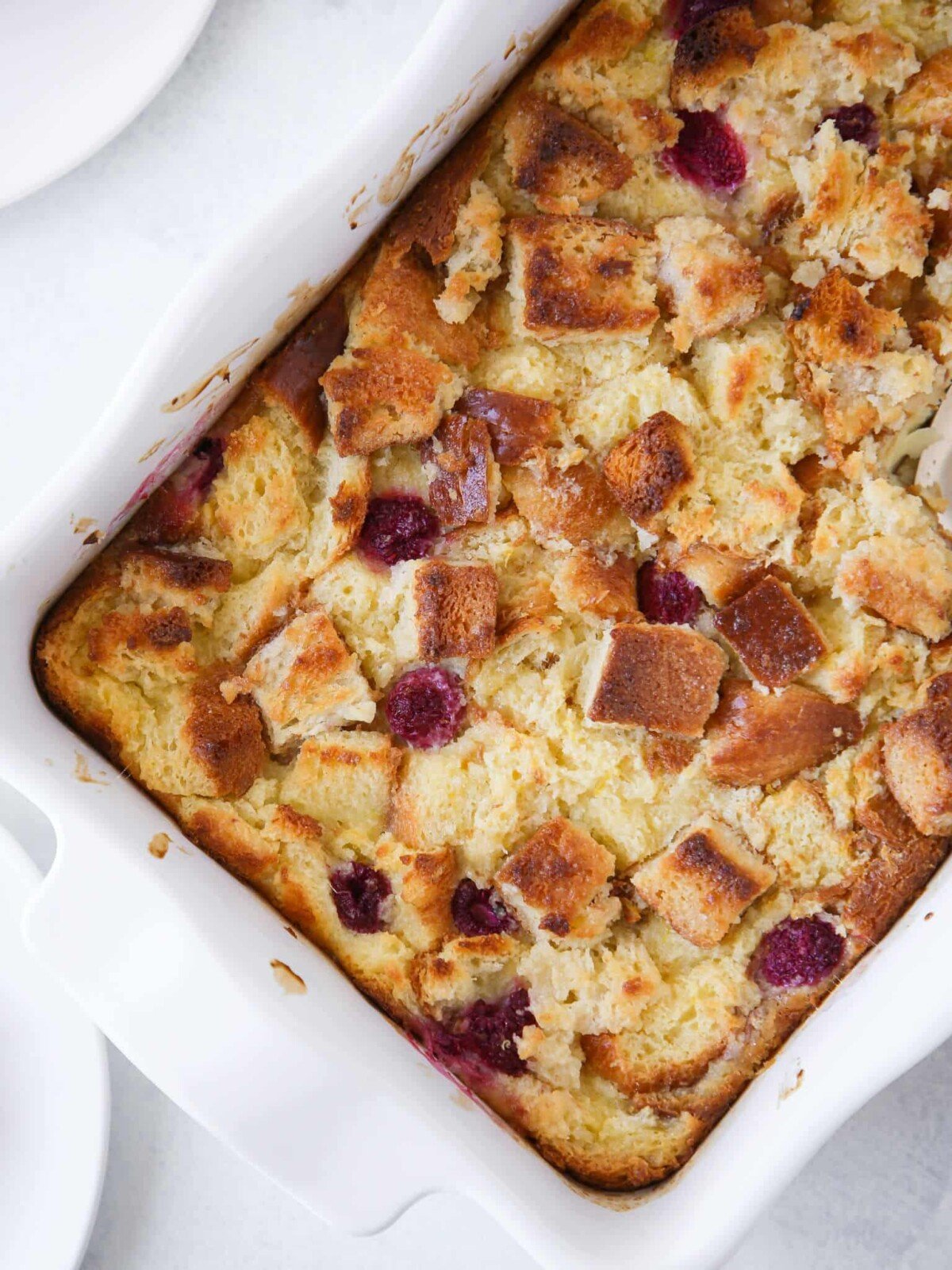 Lemon Raspberry Bread Pudding {Lemon Brandy Sauce}