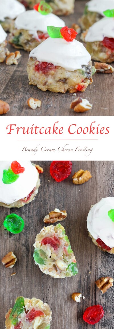 Fruitcake Cookies with Brandy Cream Cheese Frosting - Chef Lindsey Farr
