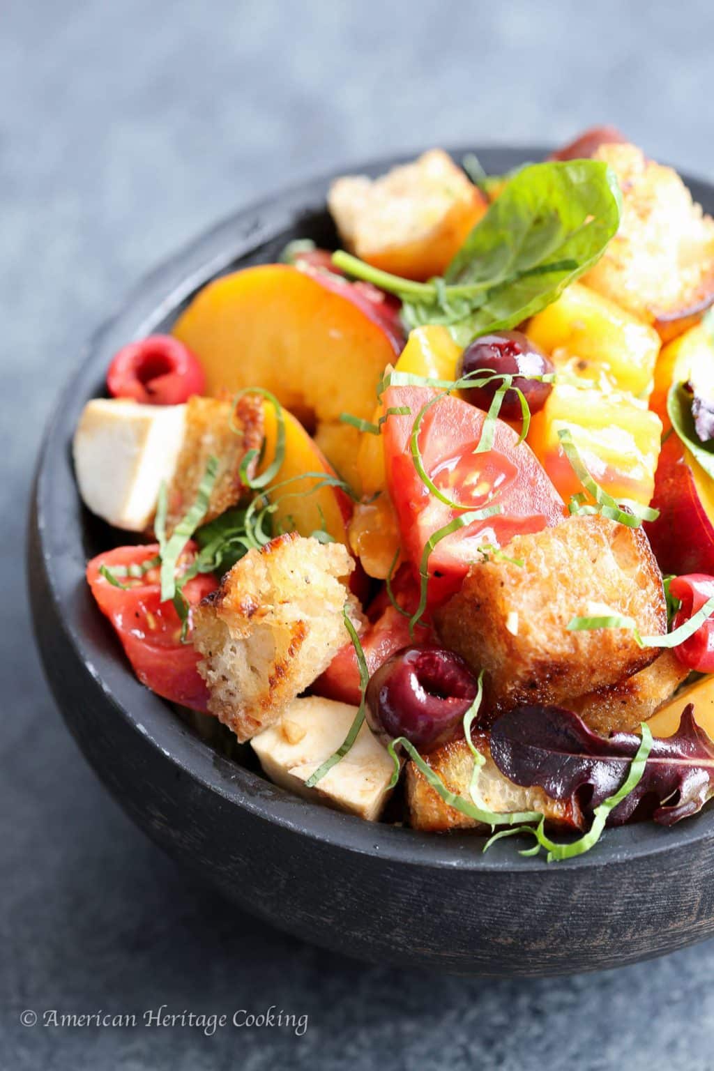 Stone Fruit Caprese Panzanella Salad - Chef Lindsey Farr
